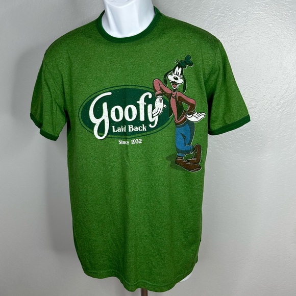 Disney | Shirts | Disney Store Mens Goofy Dog Laid Back Green Ringer ...